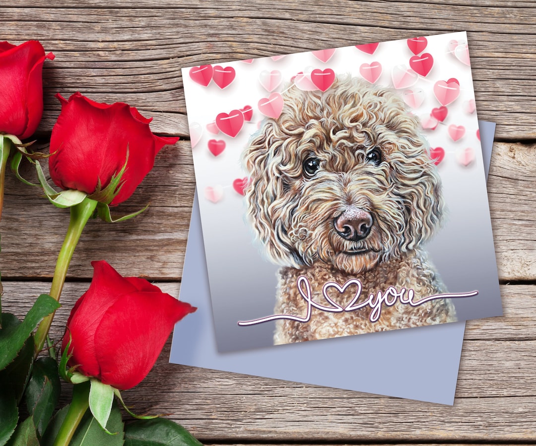 Labradoodle Greeting Card | I Love You Dog Card | Labradoodle Dog Love ...