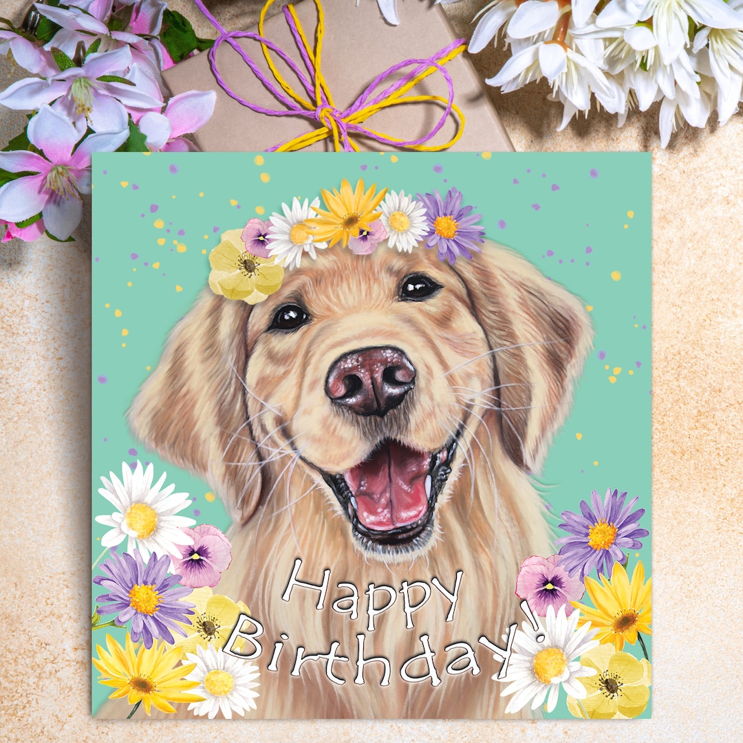 Golden Retriever Birthday Card -birthday Card Retriever - Golden ...