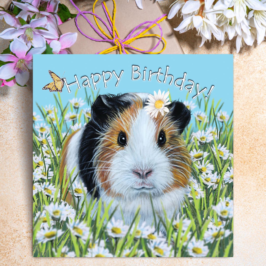 Guinea Pig Birthday Card | Birthday Card Guinea Pig | Cute Birthday ...