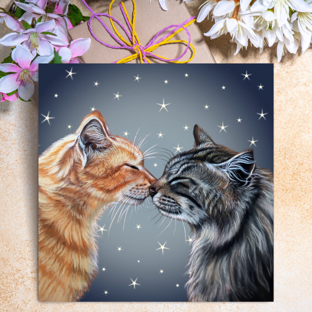 Cuddling Cats Card | Cats Birthday Card | Cuddling Cats Card | Cat ...