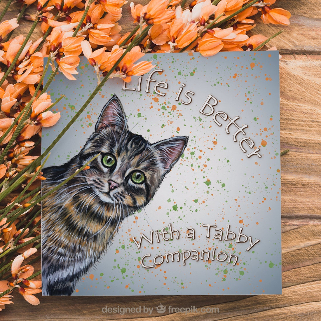 Tabby Cat Greeting Card Cute Cat Card Cat Birthday Card Card With A ...