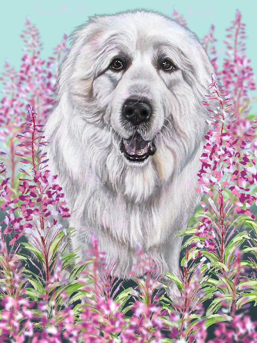 Great Pyrenees Art - Wall Decor - Instant Download - Pyrenean Mountain ...