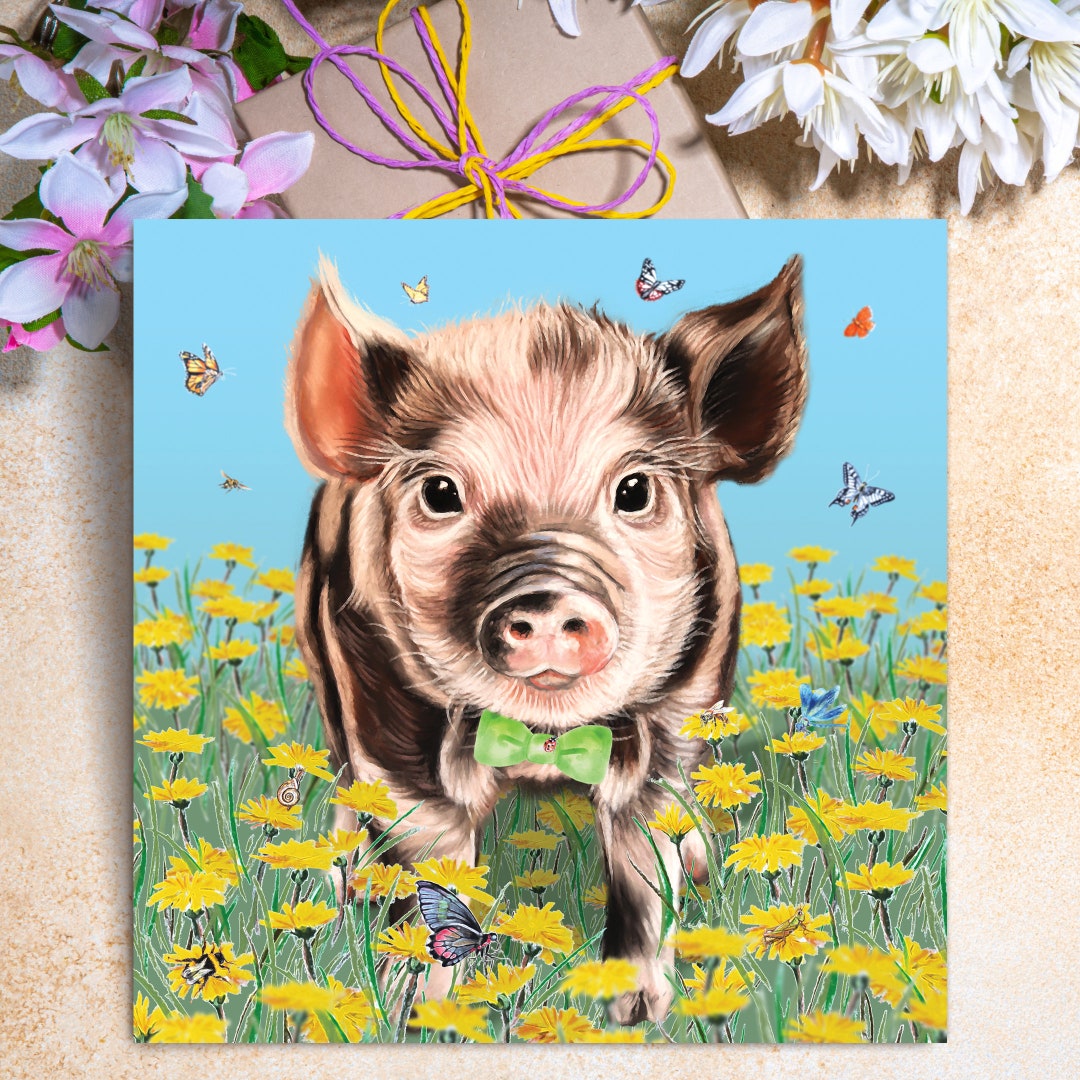 Piglet Card | Piglet Gifts | Farm Animals Card | Piglet Birthday Card ...