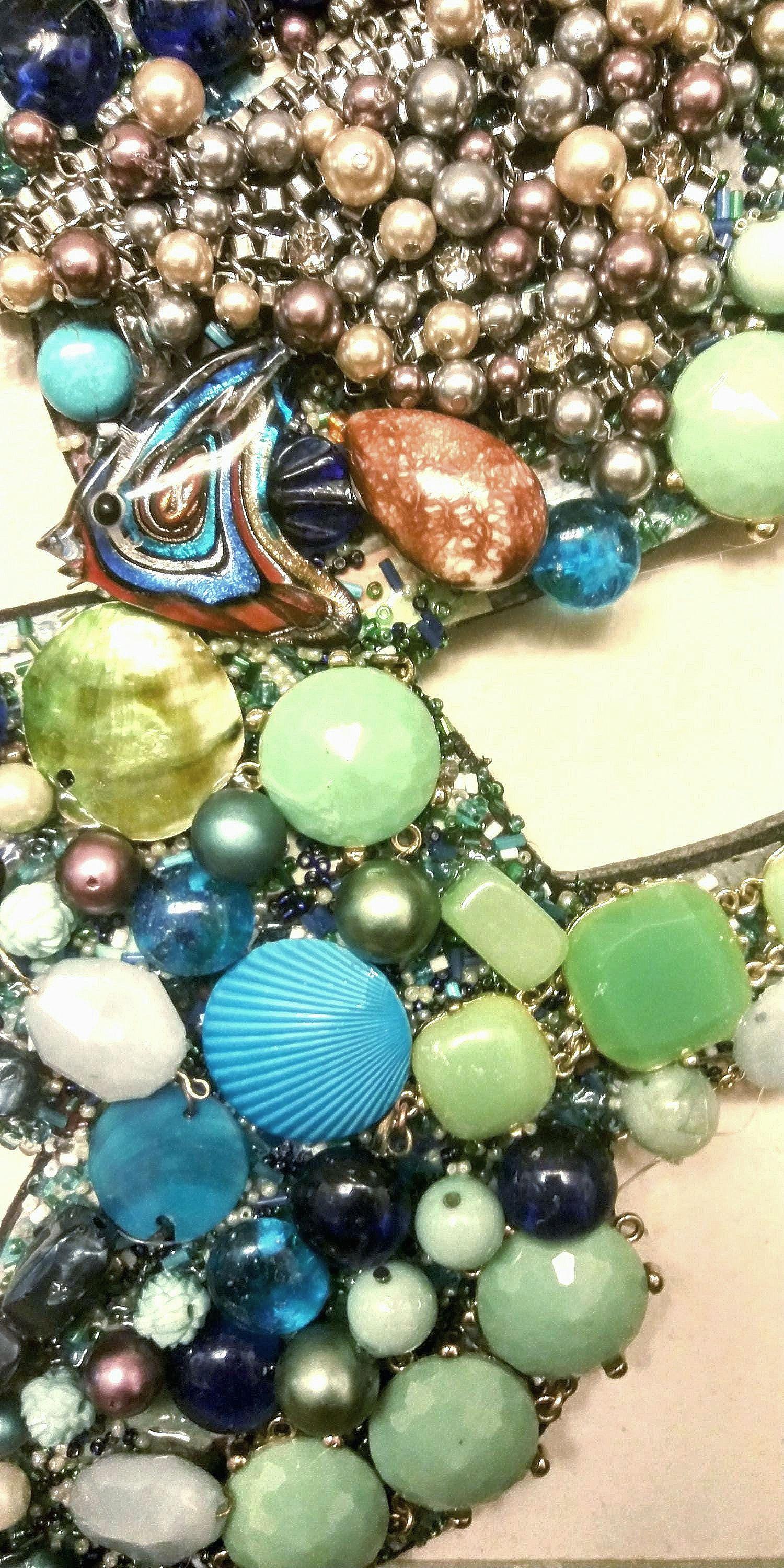 MERMAID. Jeweled Mermaid Wall Art: Vintage Jewelry Collage, 20" X 12 ...