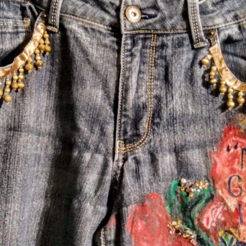 Hand Painted Jeans - Etsy