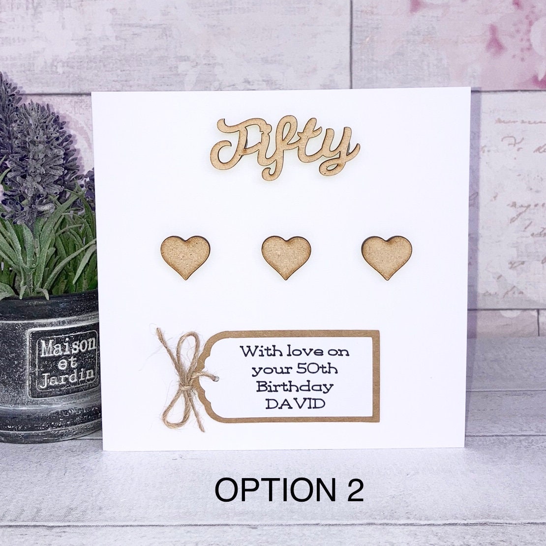 50th Birthday Card Wooden 50th Word Birthday Card 50th - Etsy UK