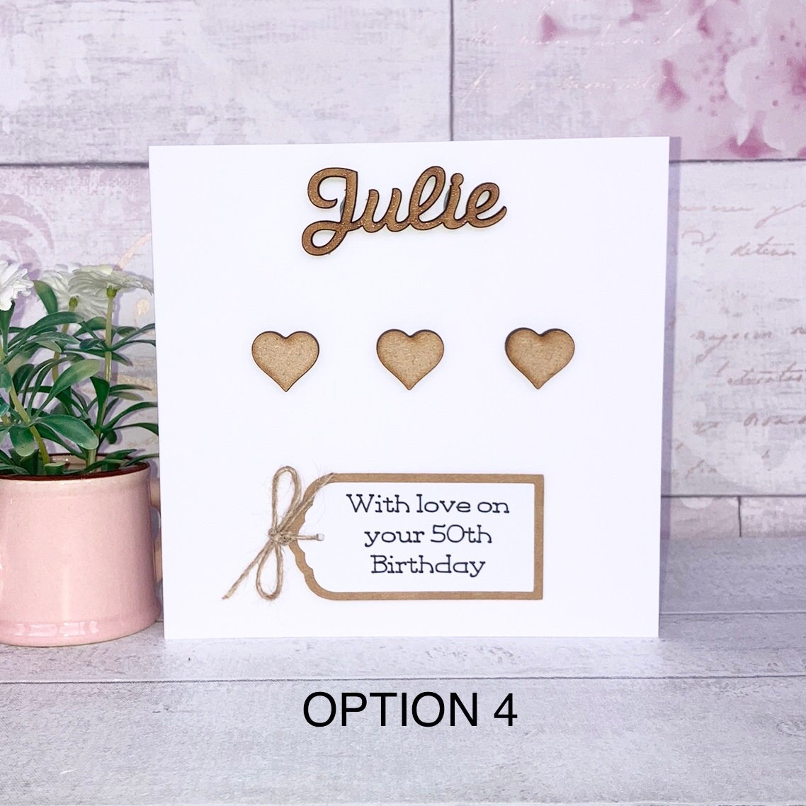 50th Birthday Card Wooden 50th Word Birthday Card 50th - Etsy UK