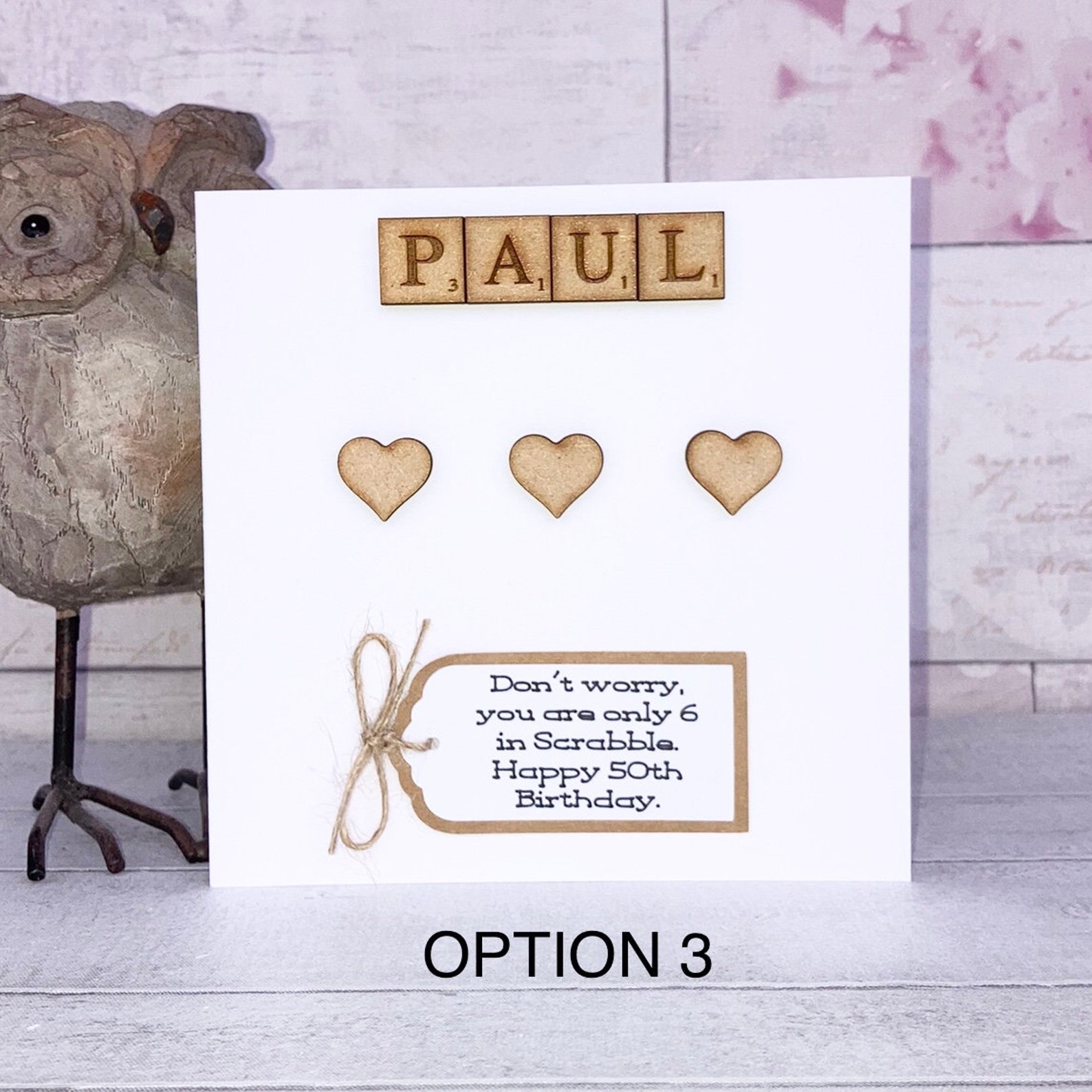 50th Birthday Card Wooden 50th Word Birthday Card 50th - Etsy UK