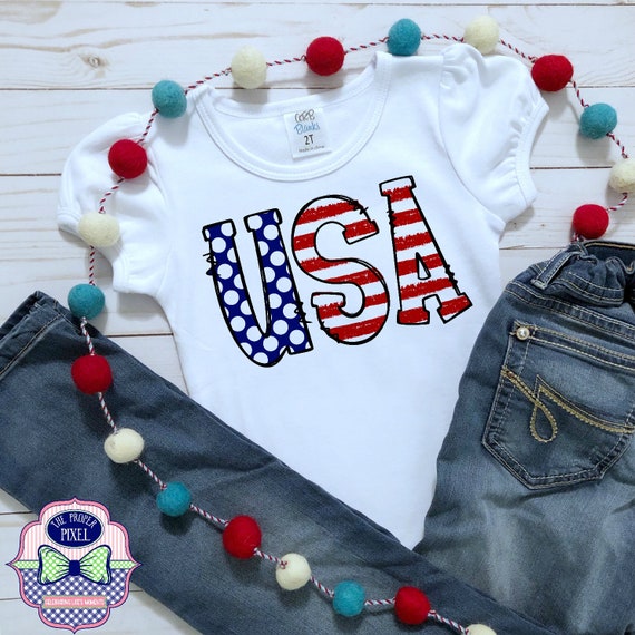 Girl's USA Doodle Hand Drawn Digital Download - Etsy