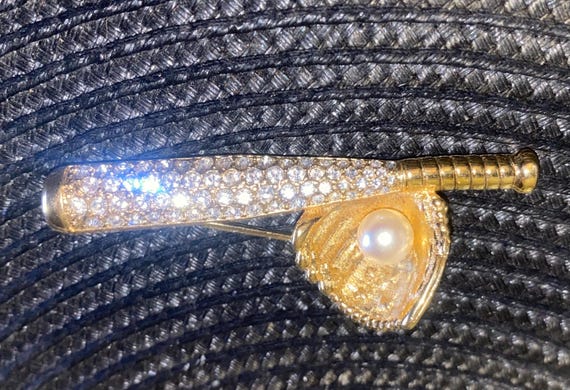 Swarovski Crystal Baseball Softball Bat Glove Ball Br… - Gem