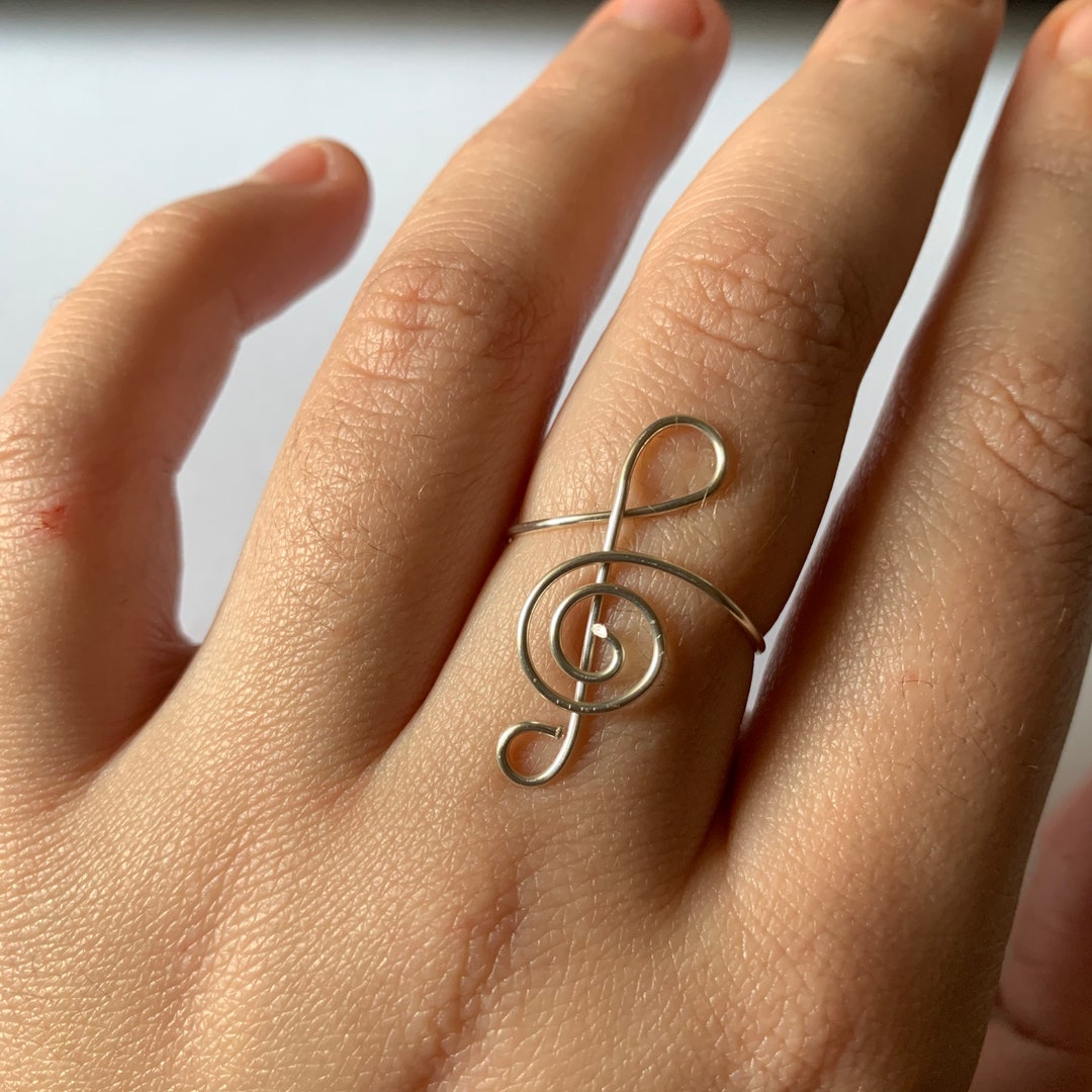 Treble Clef Ring, Music Note Ring, Adjustable Ring, Wire Rings, Wire ...