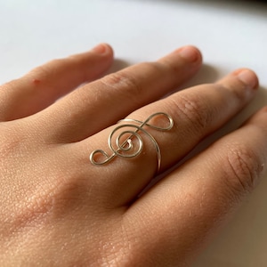 Music Note Ring, Treble Clef Ring, Adjustable Ring, Wire Wrapped Rings, Wire Jewelry, Minimalist ...