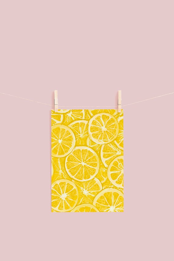 Sliced Lemons Art Print Eclectic Bright Yellow Lemon Art | Etsy
