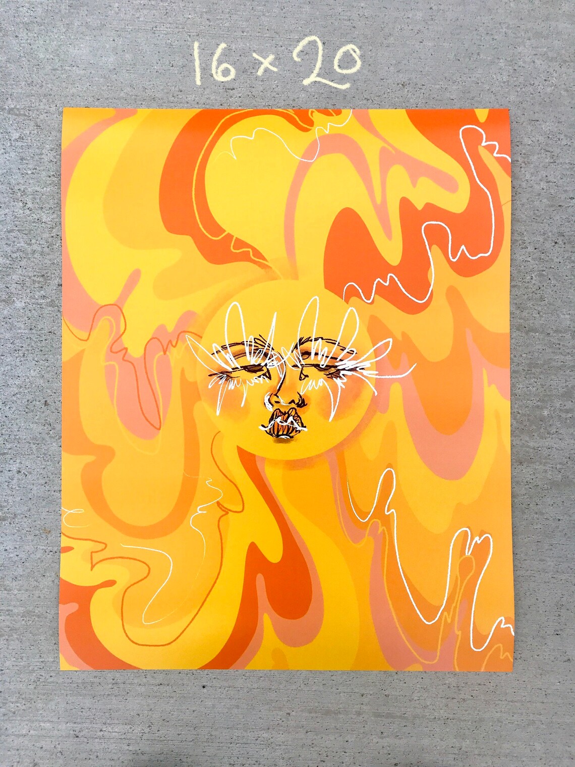 70s Sun Poster Trippy Orange and Yellow 60s/70s Inspired Sun | Etsy