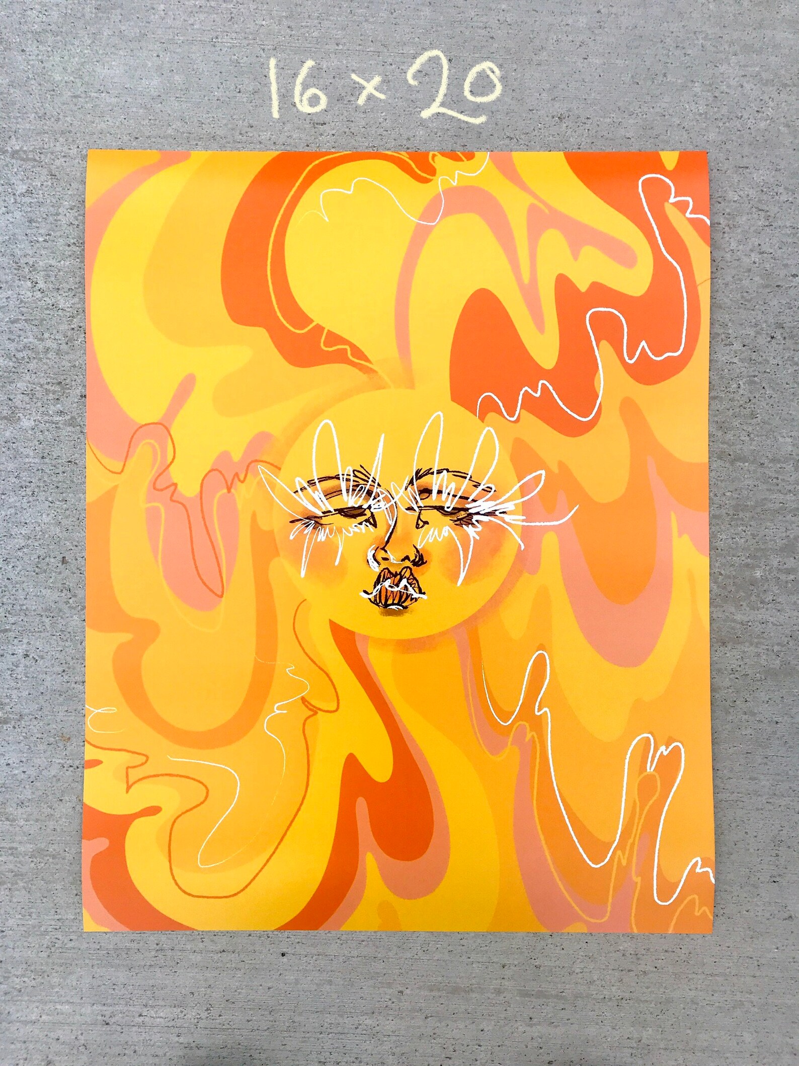 70s Sun Poster Trippy Orange and Yellow 60s/70s Inspired Sun - Etsy