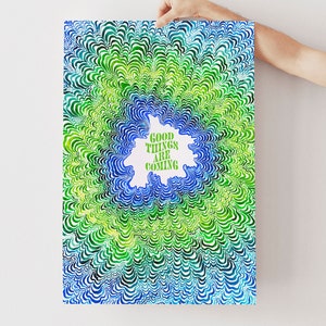 Affirmations Poster Good Things Are Coming Trippy Blue and - Etsy