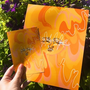 Trippy Orange and Yellow 60s/70s Inspired Sun Art Print - Etsy