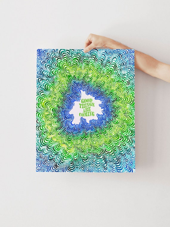 Affirmations Poster Good Things Are Coming Trippy Blue and | Etsy