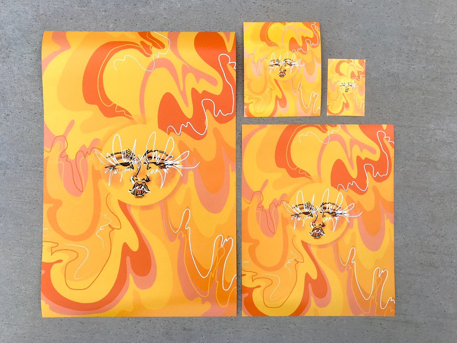 70s Sun Poster Trippy Orange and Yellow 60s/70s Inspired Sun - Etsy