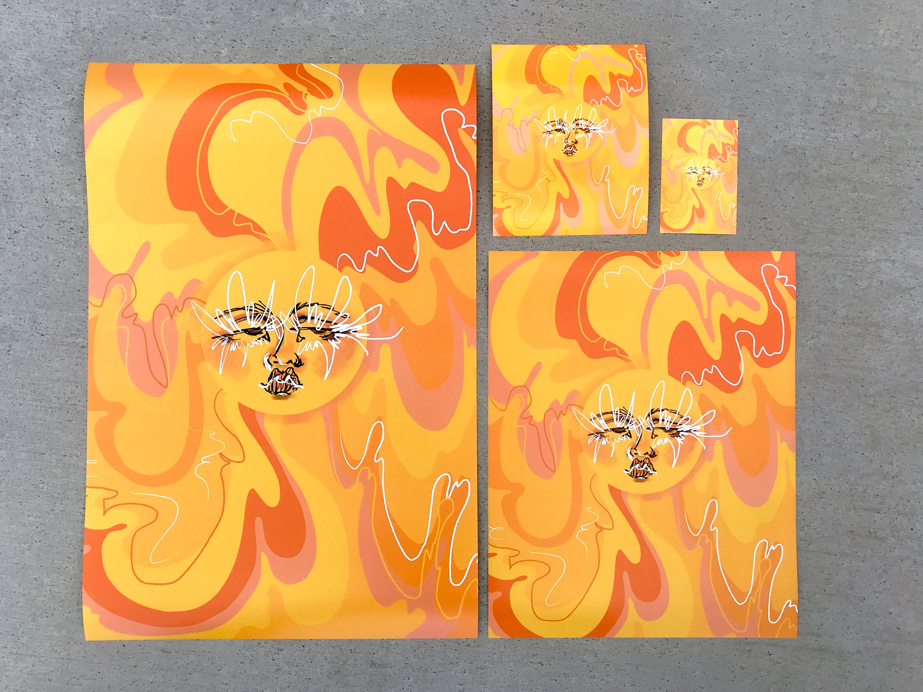 70s Sun Poster Trippy Orange and Yellow 60s/70s Inspired Sun - Etsy