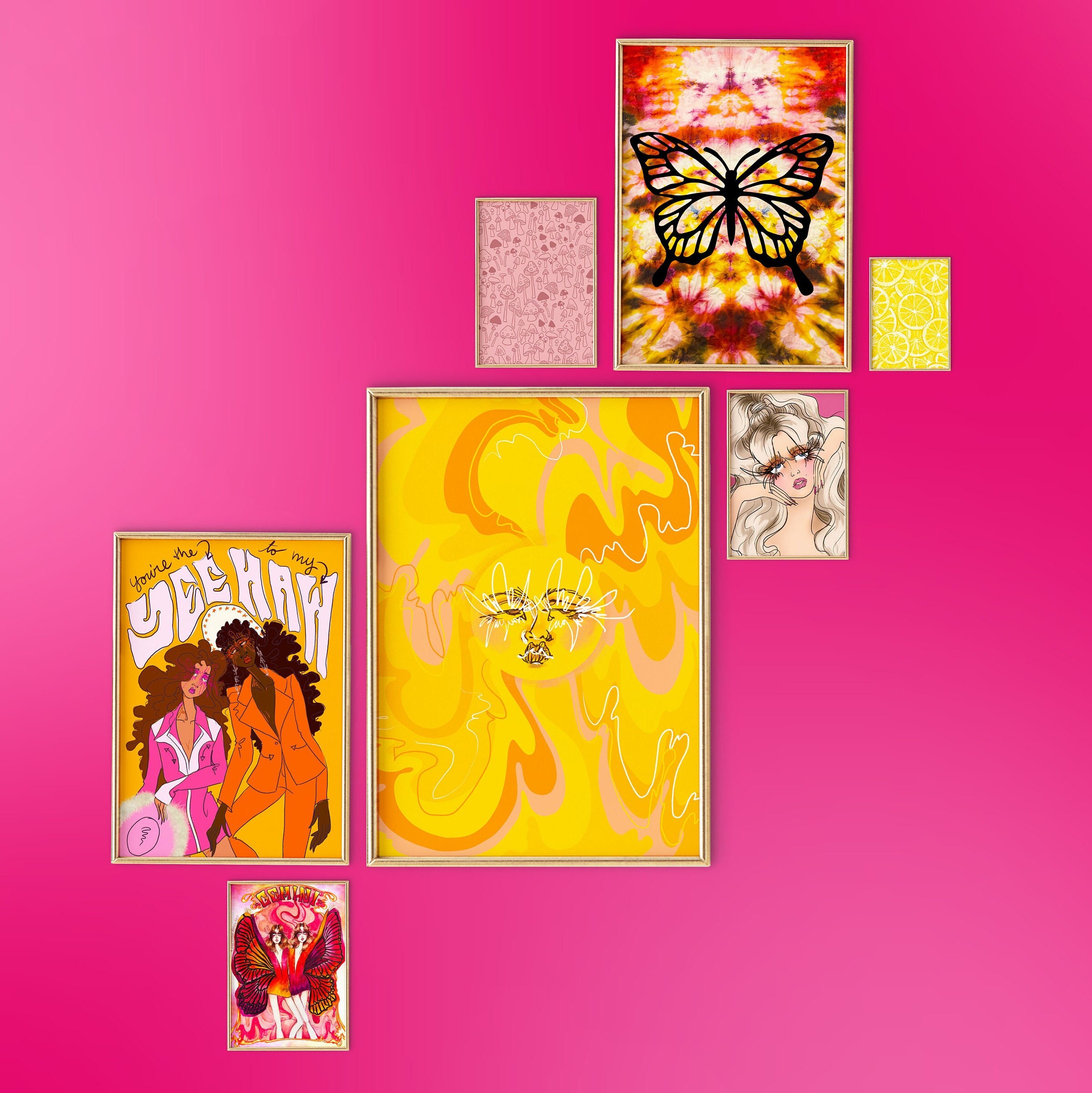 70s Sun Poster Trippy Orange and Yellow 60s/70s Inspired Sun - Etsy