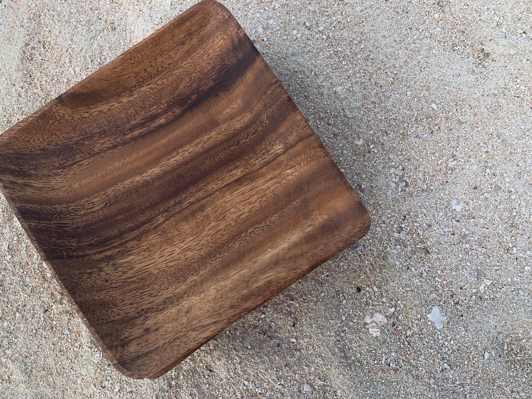 Set of 4 Handmade Acacia Wood Square Plate|square Plate |wood Plate ...