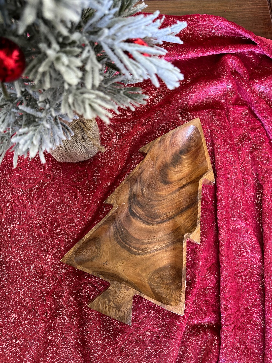 Large Christmas Tree Acacia Wood Bowl| Christmas Bowl | Wooden Tree ...