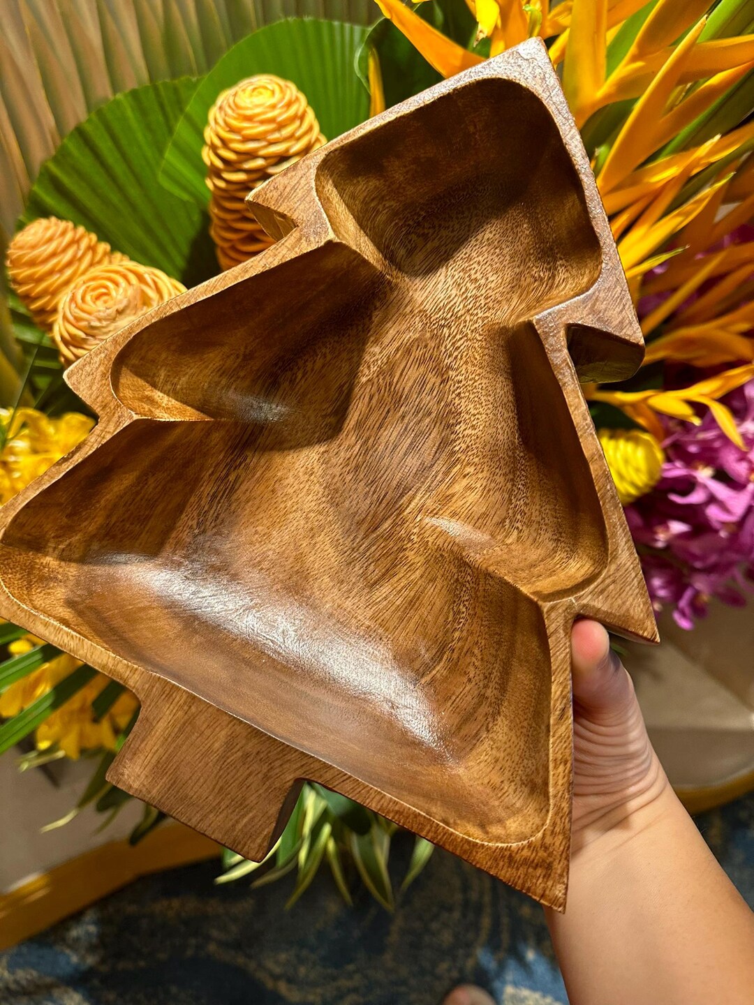 10" Christmas Tree Acacia Wood Bowl | Christmas Tree Dough Bowl ...