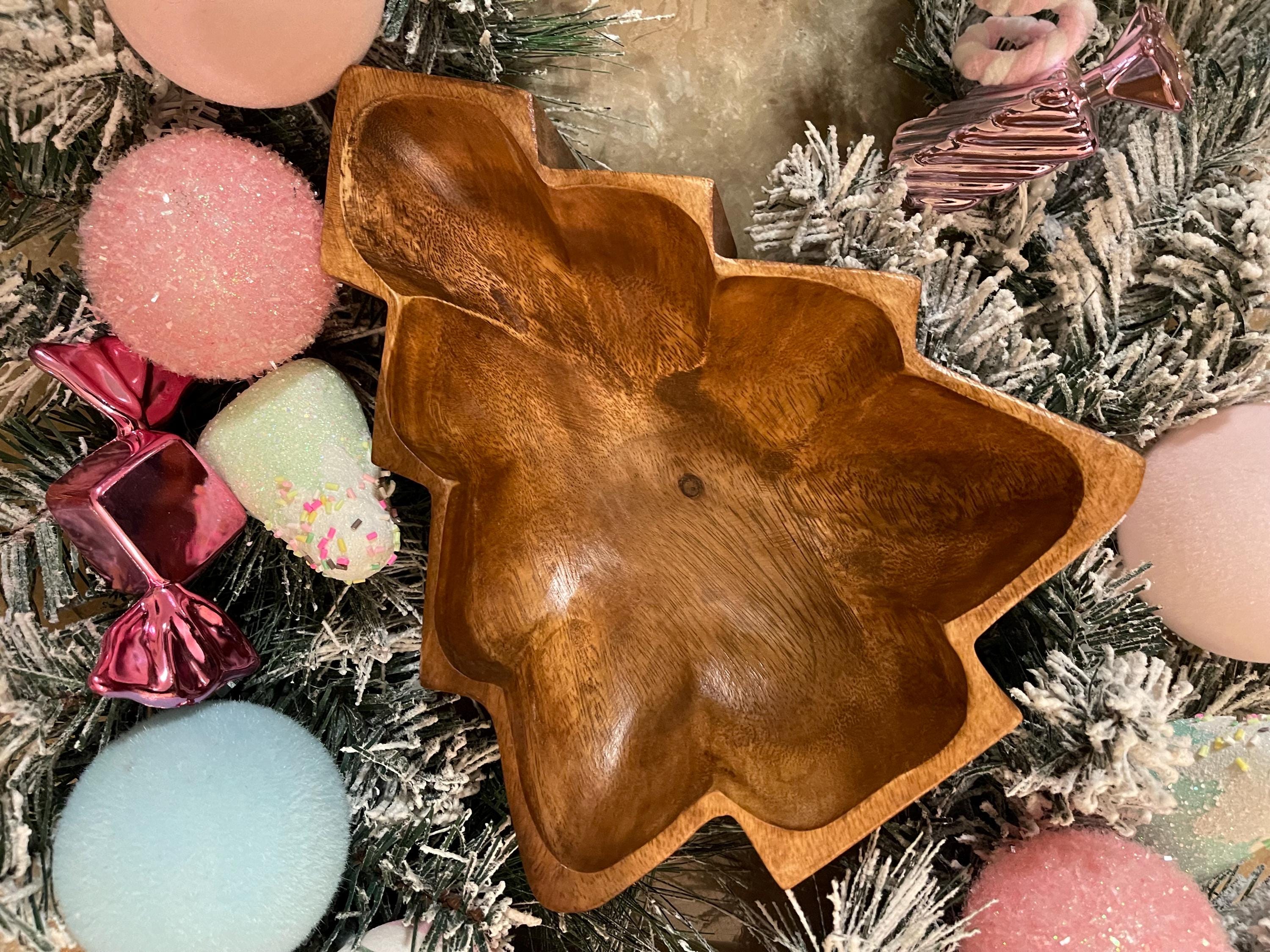 Christmas Tree Acacia Wood Bowl | Christmas Tree Dough Bowl | Christmas ...