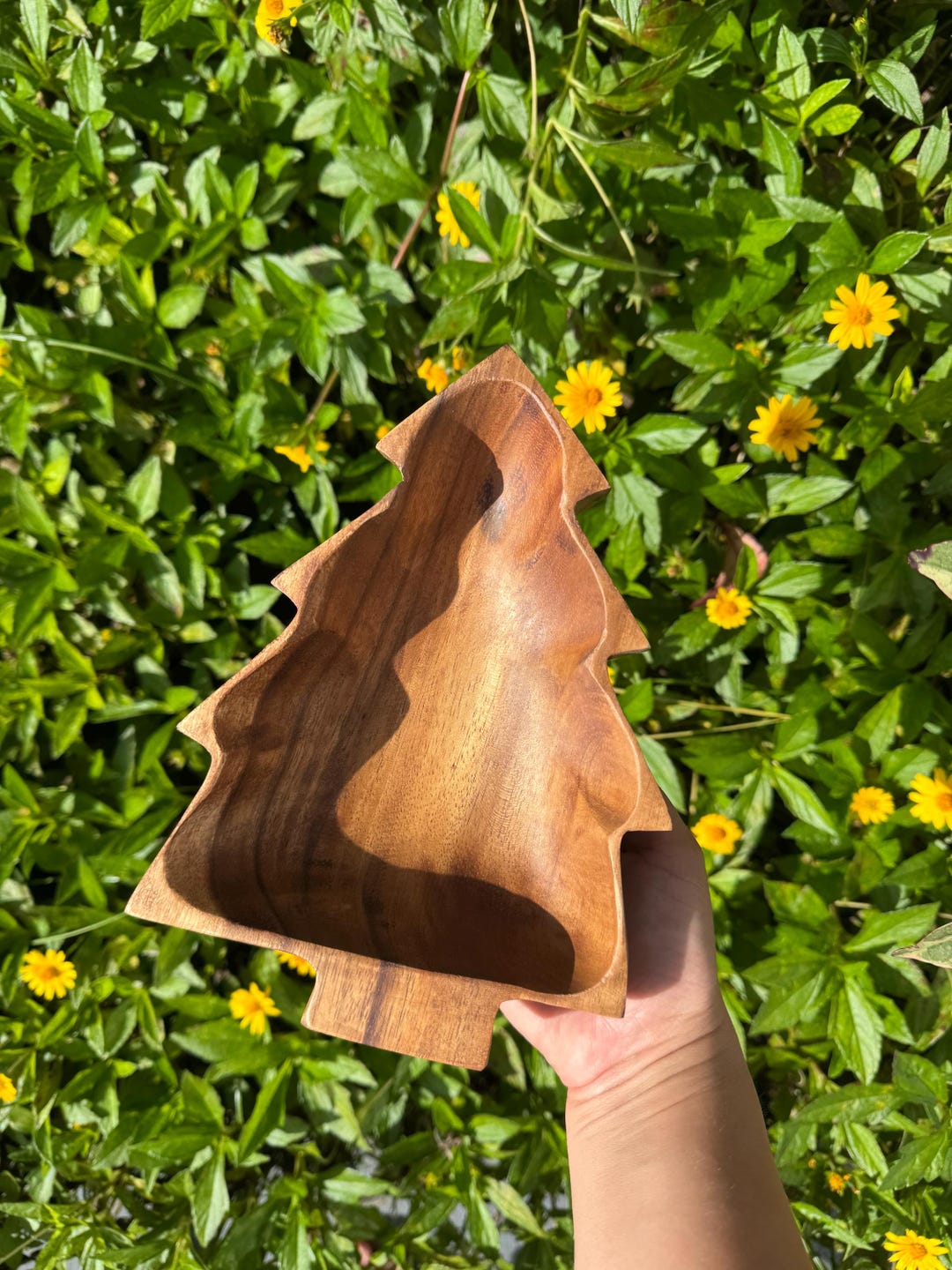 Small 8"x2" Christmas Tree Acacia Wood Bowl | Christmas Tree Dough Bowl ...