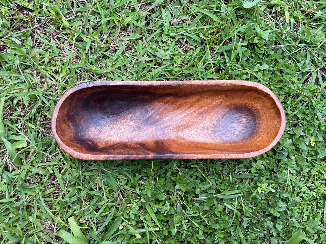 Handmade Acacia Wood Long Oval Shaped Bowls | Oval Bowl | Wooden Candle ...