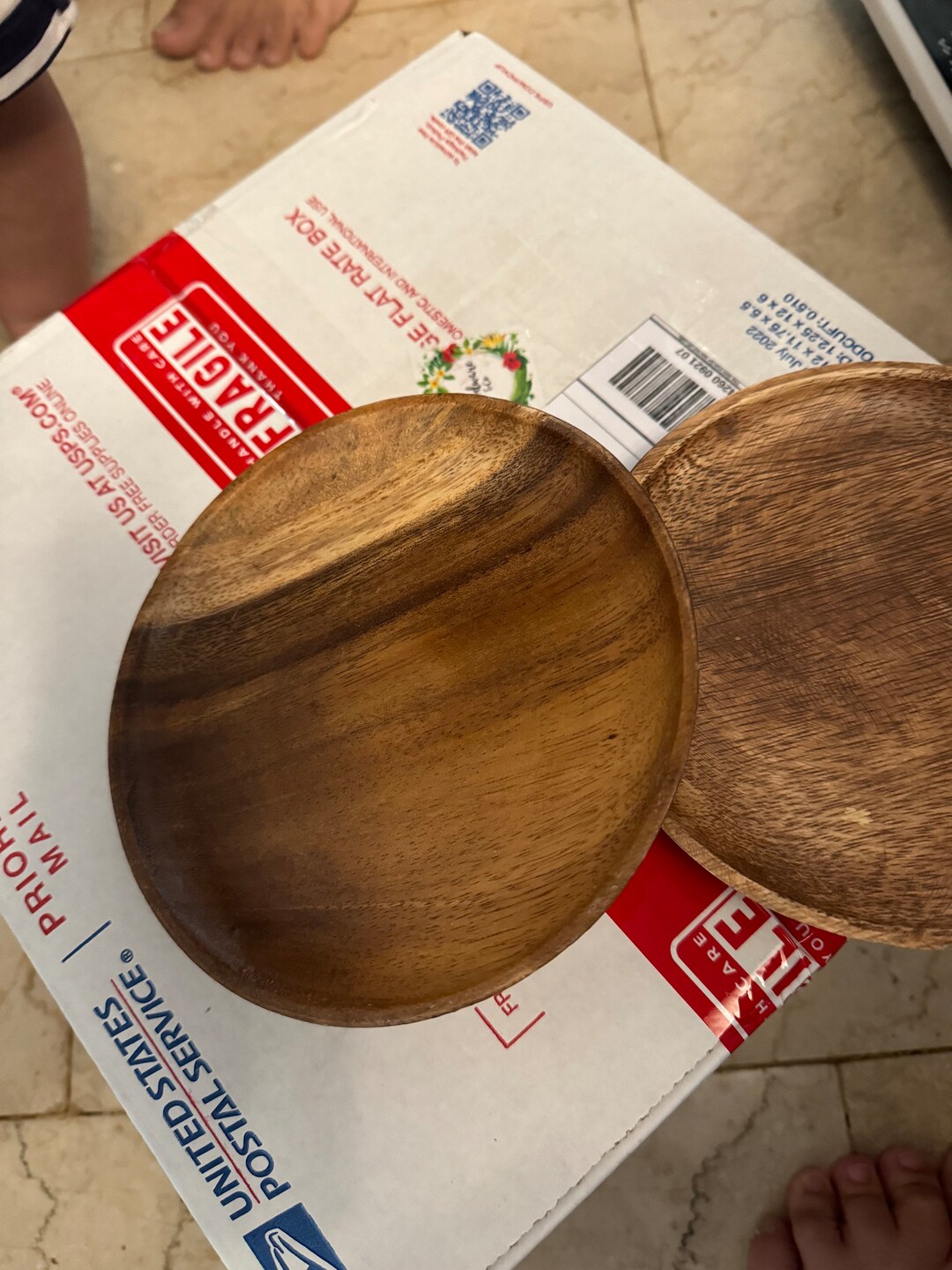Set of 4 Appetizer Acacia Wood Round Plate | Round Plate | Wood Plate ...