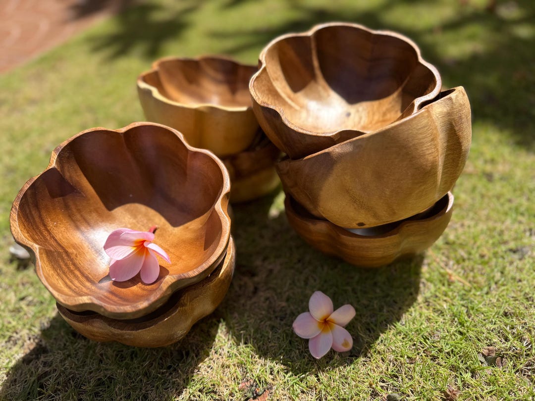 WHOLESALE/BULK Curvy Flower Wood Bowls | BULK Candle Bowls | Candle ...