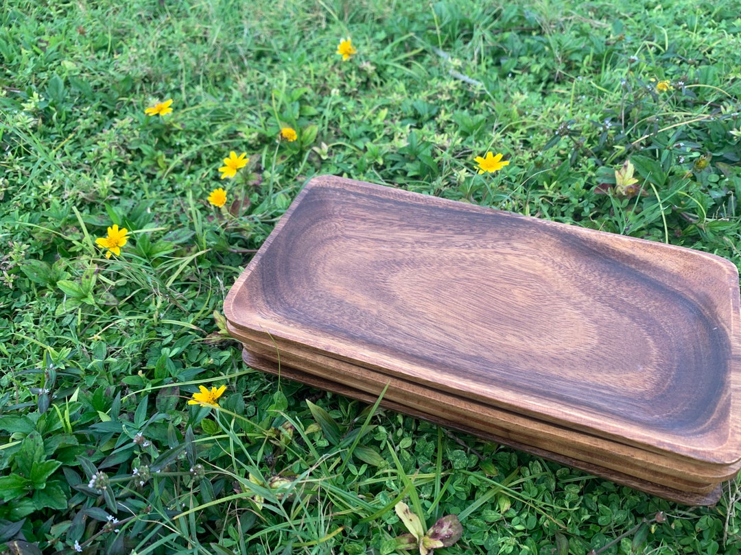Set of 4 Handmade Acacia Wood Rectangle Plate |rectangle Tray|wood ...