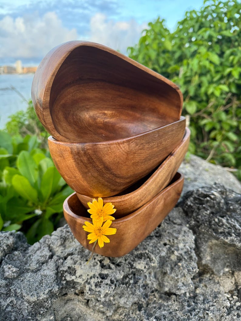 WHOLESALE Wooden Deep Oval Bowls | 16oz Wax Oval Bowls | 9”x4”x3” Oval ...