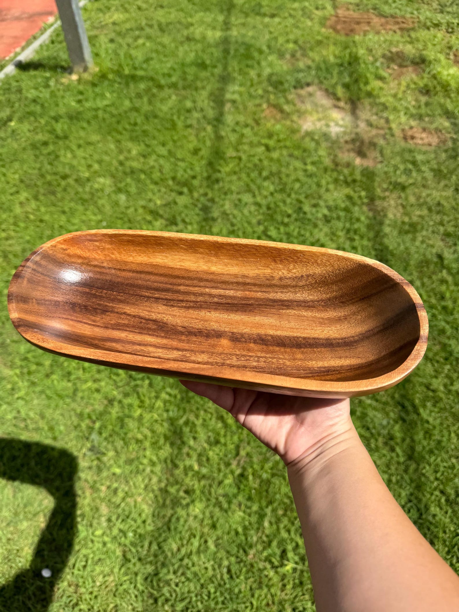 Acacia Wood 12"x4.5"x2" Long Dough Bowl | Long Candle Vessel | Long ...