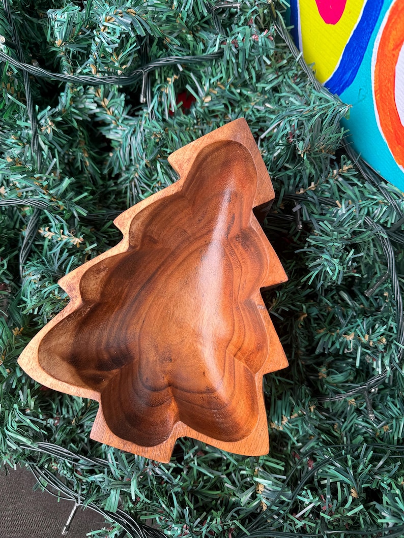 Christmas Tree Acacia Wood Bowl | Christmas Tree Dough Bowl | Christmas ...
