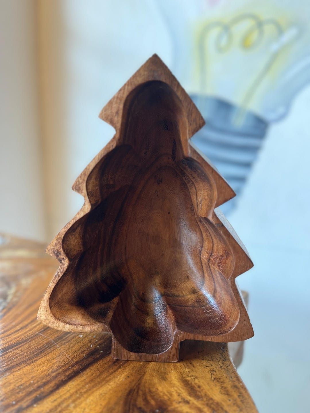 Christmas Tree Acacia Wood Bowl | Christmas Tree Dough Bowl | Christmas ...