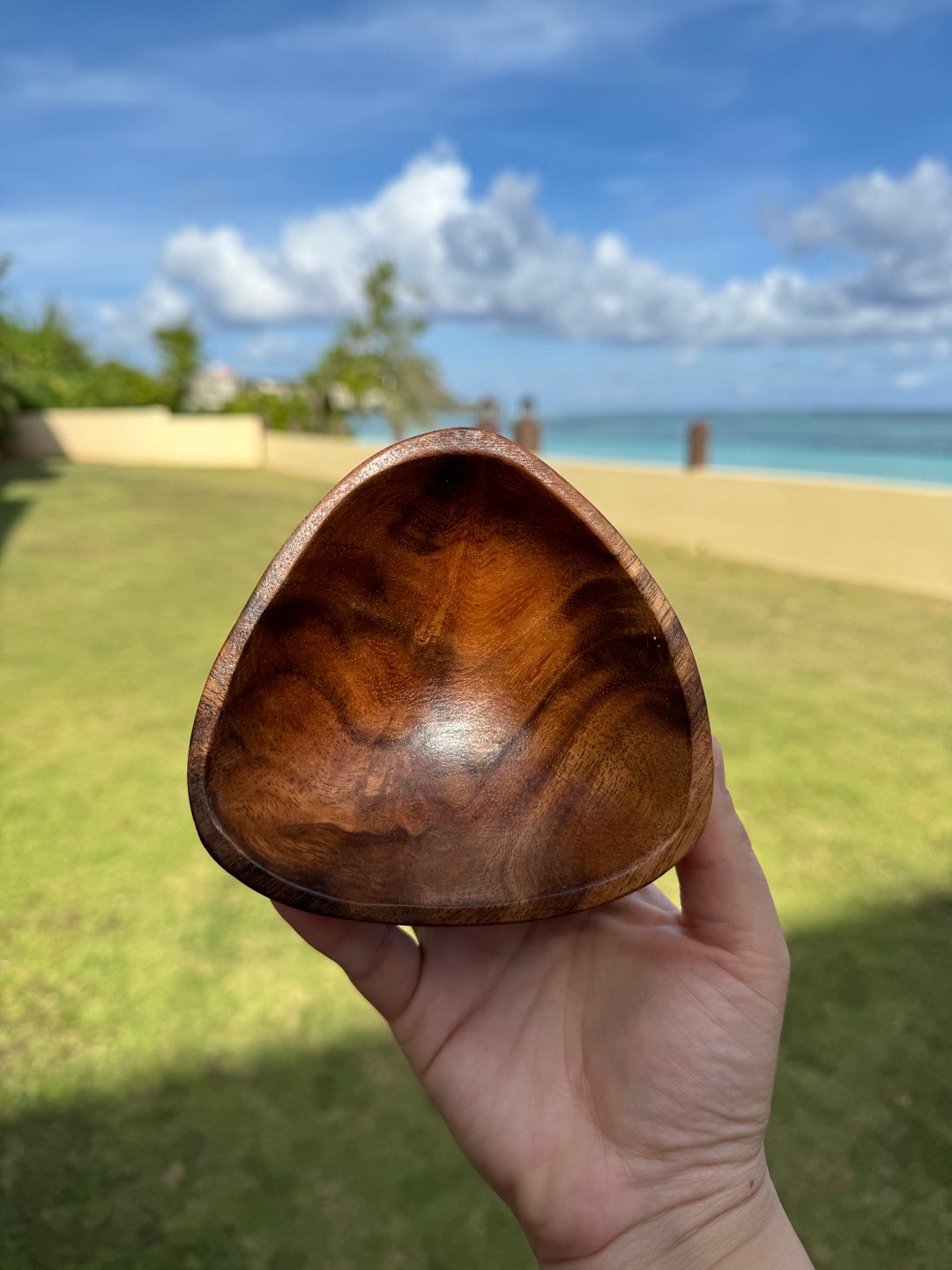 Acacia Wood Triangle Bowl | Bermuda Triangle Shaped Bowl | Wooden Bowl ...