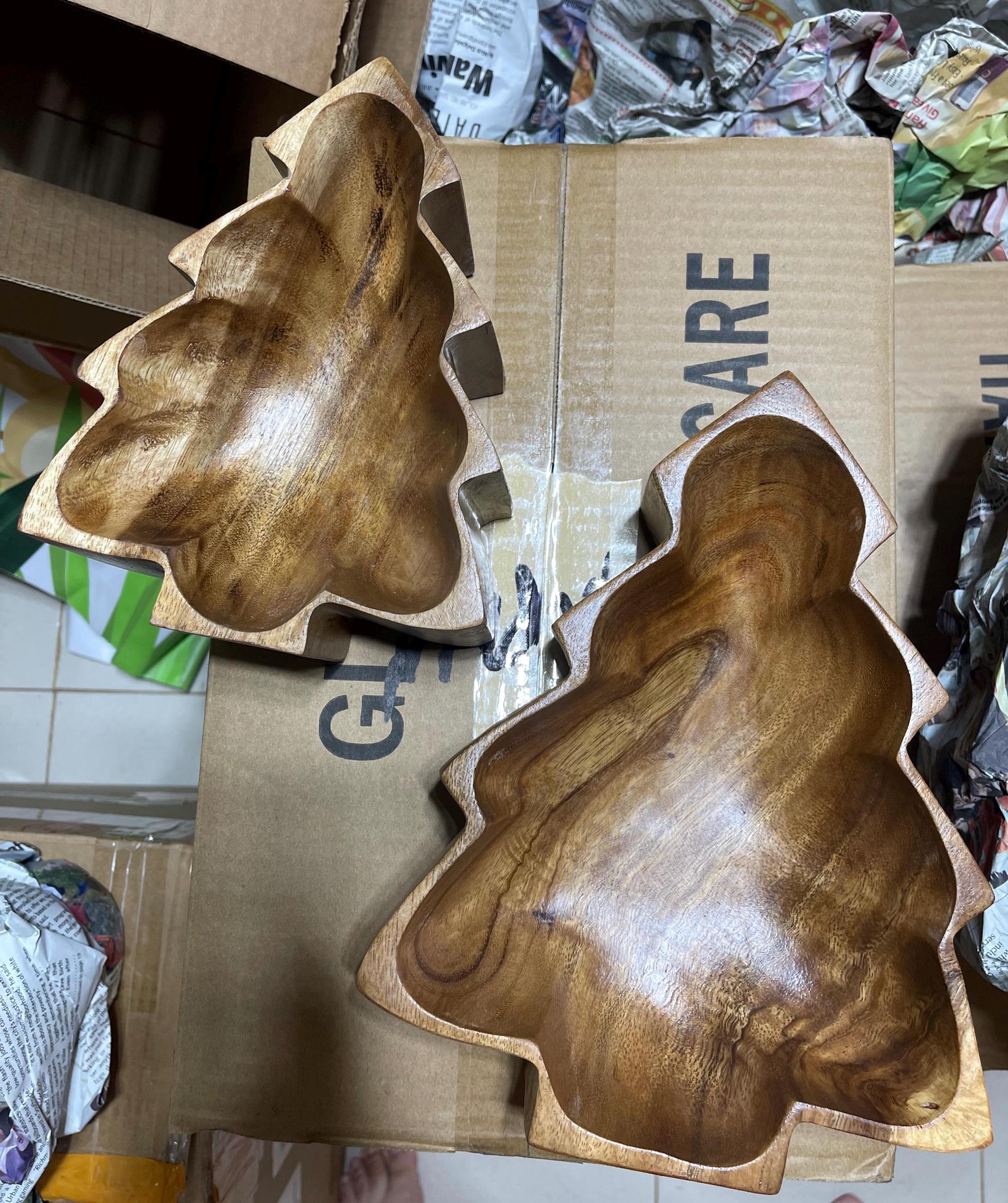 Christmas Tree Acacia Wood Bowl | Christmas Tree Dough Bowl | Christmas ...