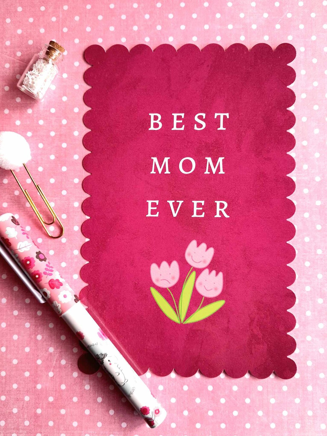 Best Mom Ever Card, Mother's Day Card, Scalloped Card for Mom, Mom ...