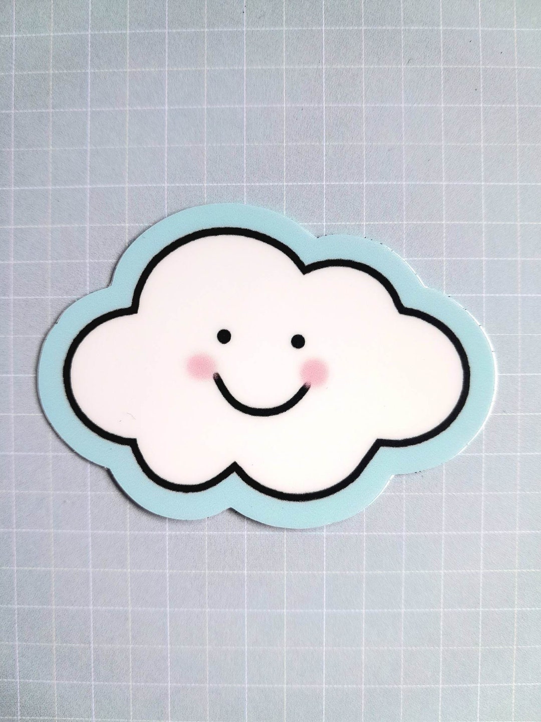 Cute Cloud Sticker, Cute Smiling Cloud Sticker, White Cloud Vinyl ...