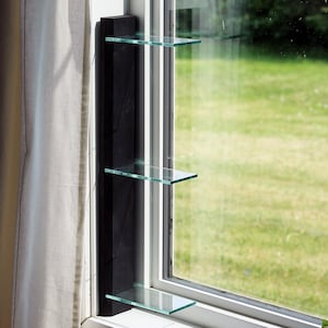 SHIPS FROM USA | Handmade Plant Window Shelf | Solid Wood and Glass ...