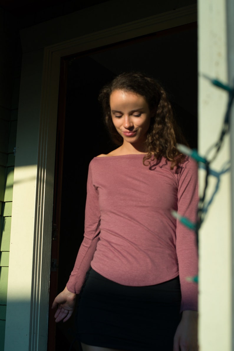 Hemp Organic Cotton Long Sleeve Top: Rose Curved Hem Base Layer - Etsy