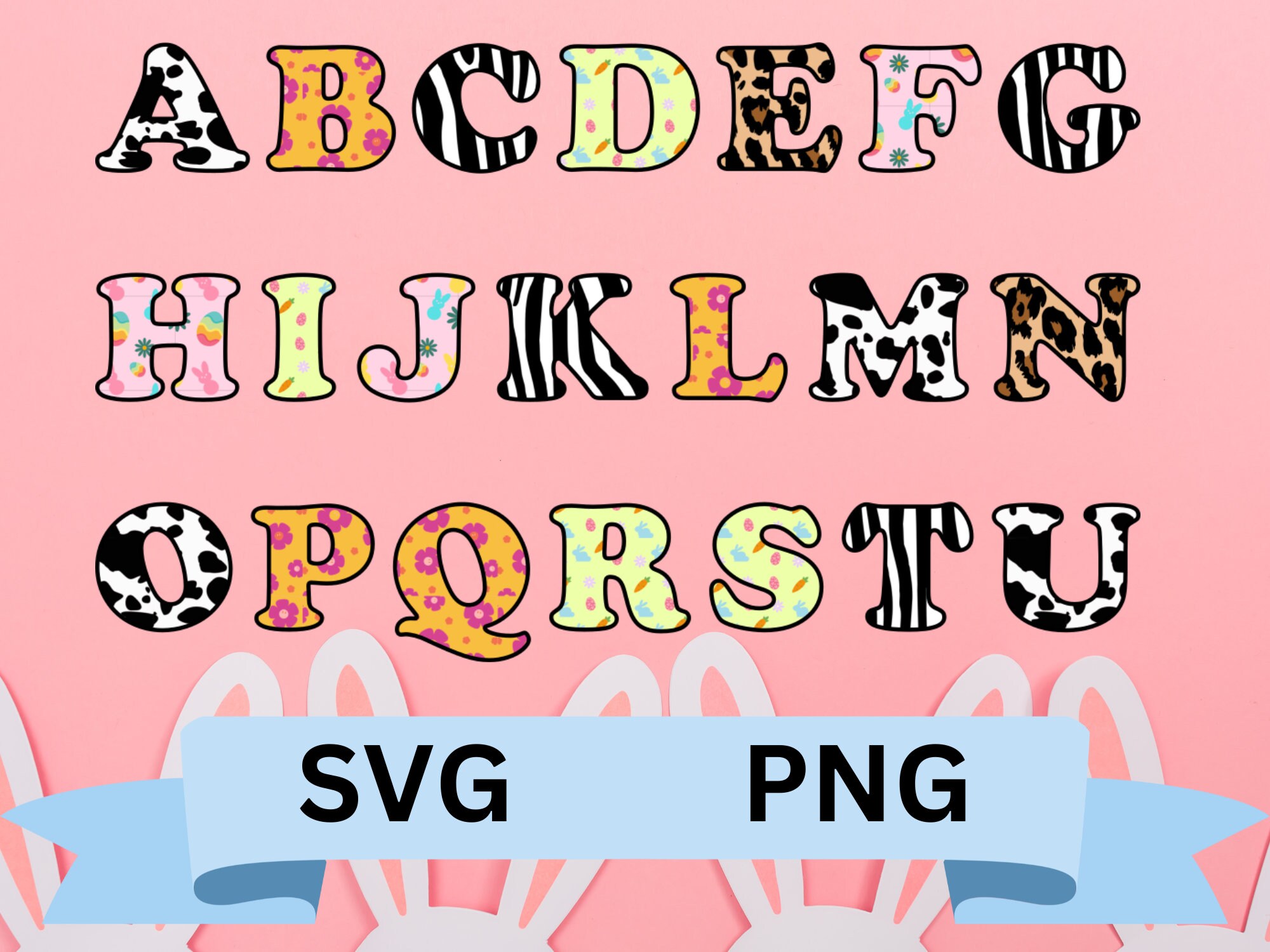Easter Alphabet Png, Easter Doodle Alpha, Easter Svg Bundle, Easter ...