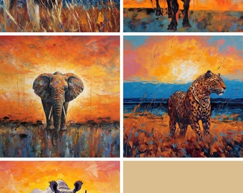 Big 5 African Animals Black and White Digital Print Lion Buffalo Elephant Leopard Rhino - Etsy