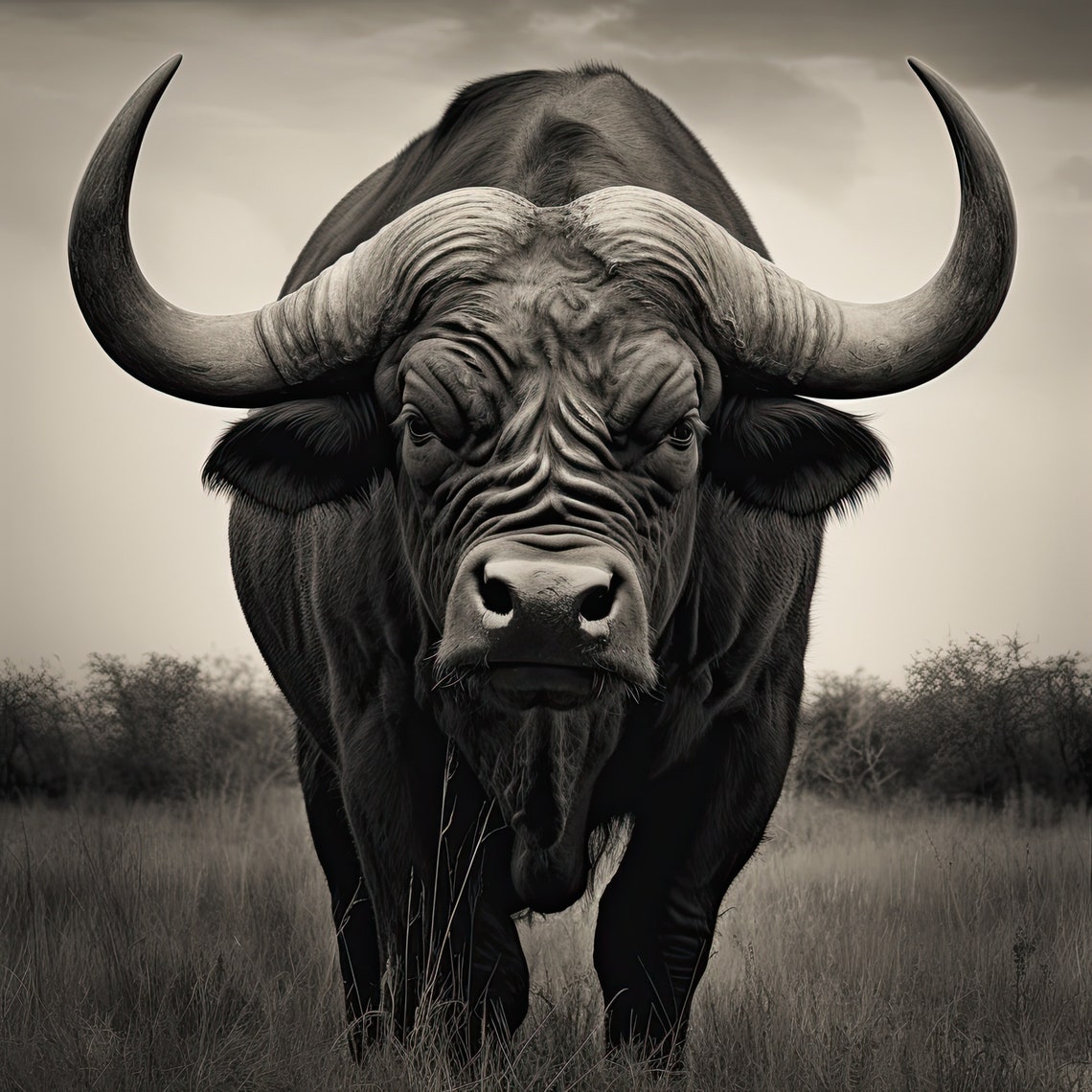 Big 5 African Animals | Black and White | Digital Print | Lion | Buffalo | Elephant | Leopard ...