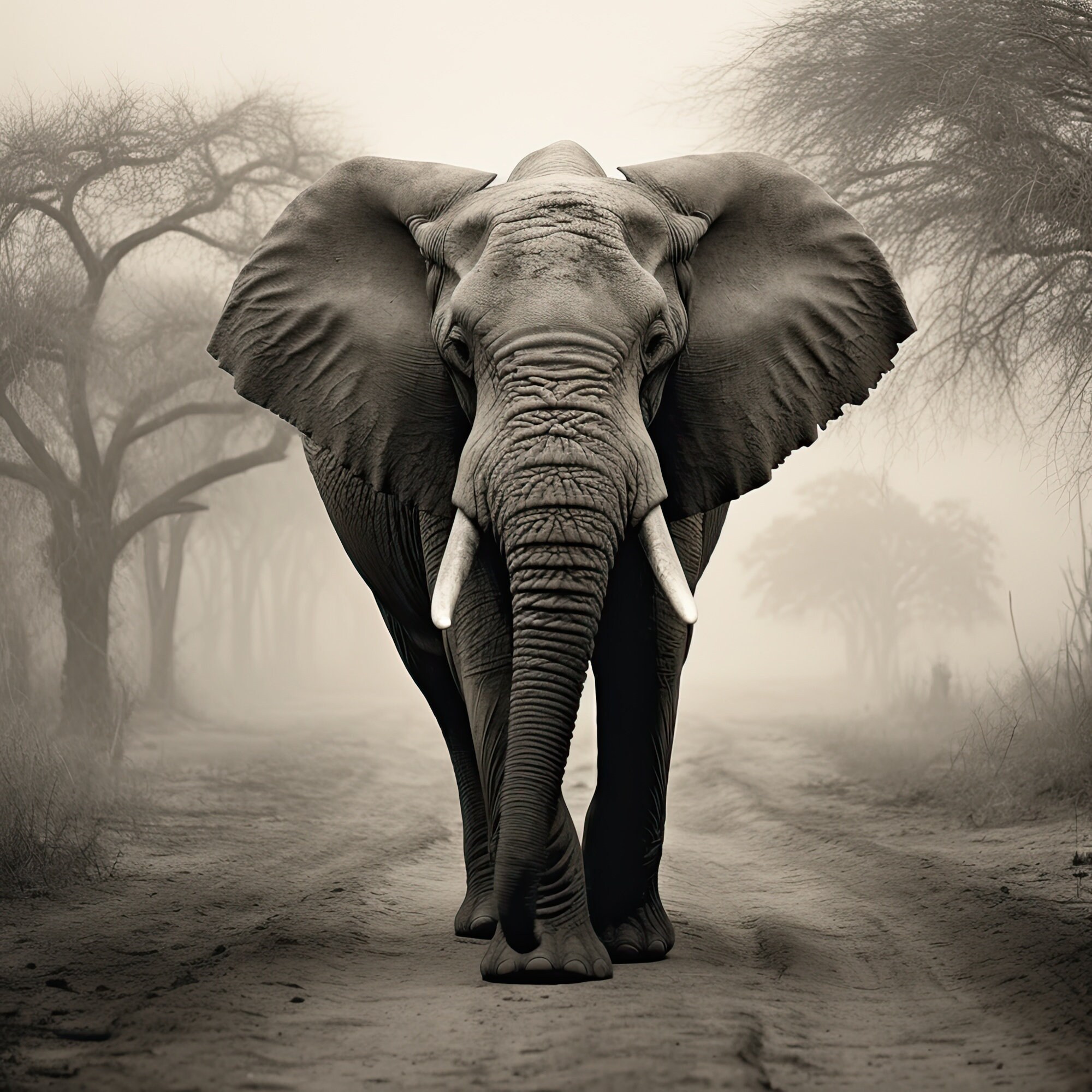 Big 5 African Animals | Black and White | Digital Print | Lion | Buffalo | Elephant | Leopard ...