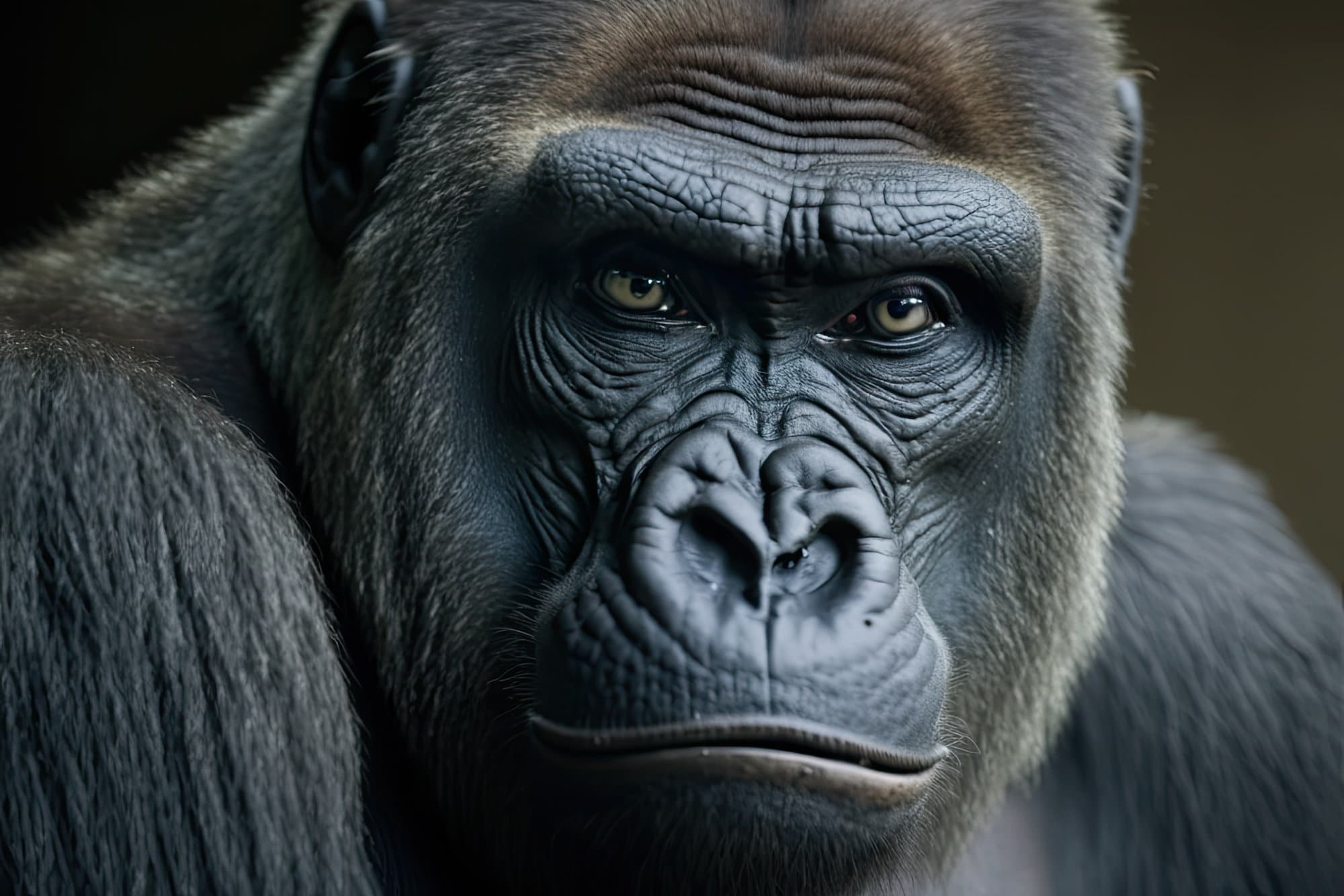 Angry Silverback Gorilla Face