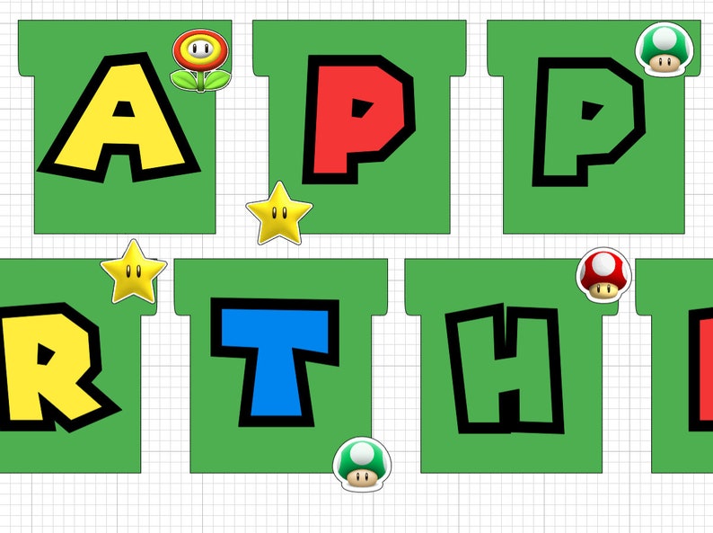 Super Mario Birthday Banner, One Super Year, Super Birthday - Etsy